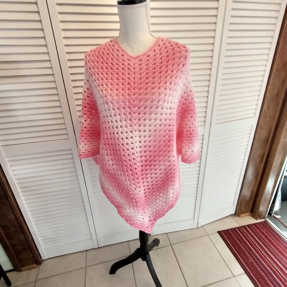 Hand Crafted | Accessories | Hand Crafted Womans Spring Pink Poncho ...